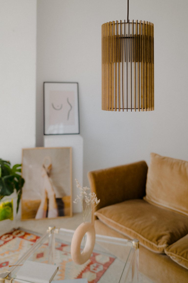 Contemporary, Handmade Pendant Lamp, MDF Wood, by Mediterranean Objects ...