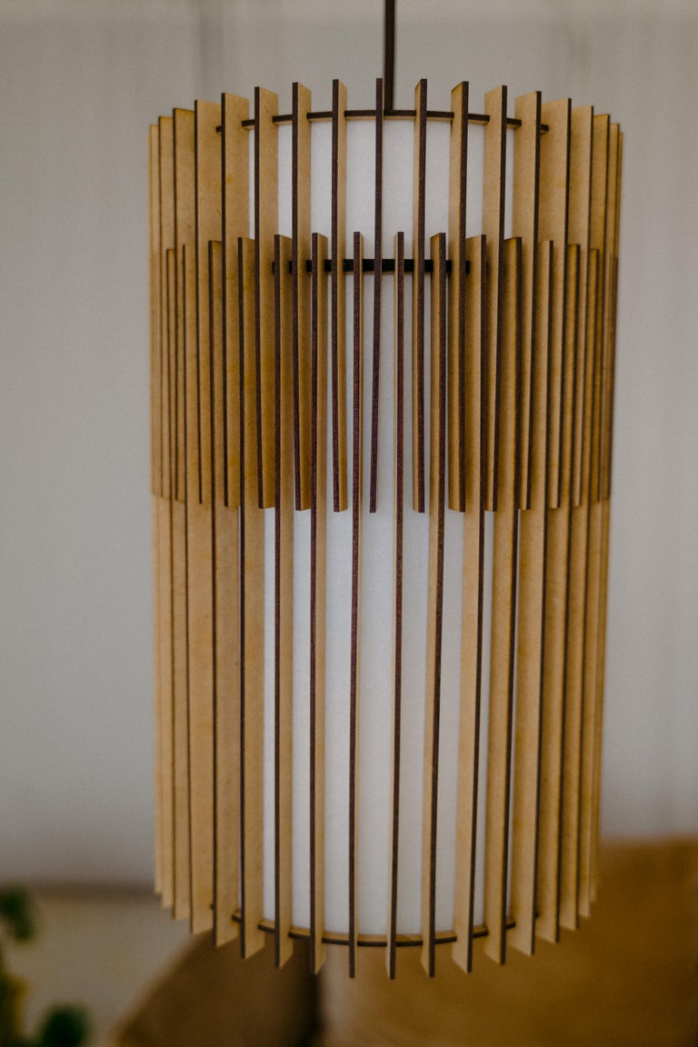 Contemporary, Handmade Pendant Lamp, MDF Wood, by Mediterranean Objects ...