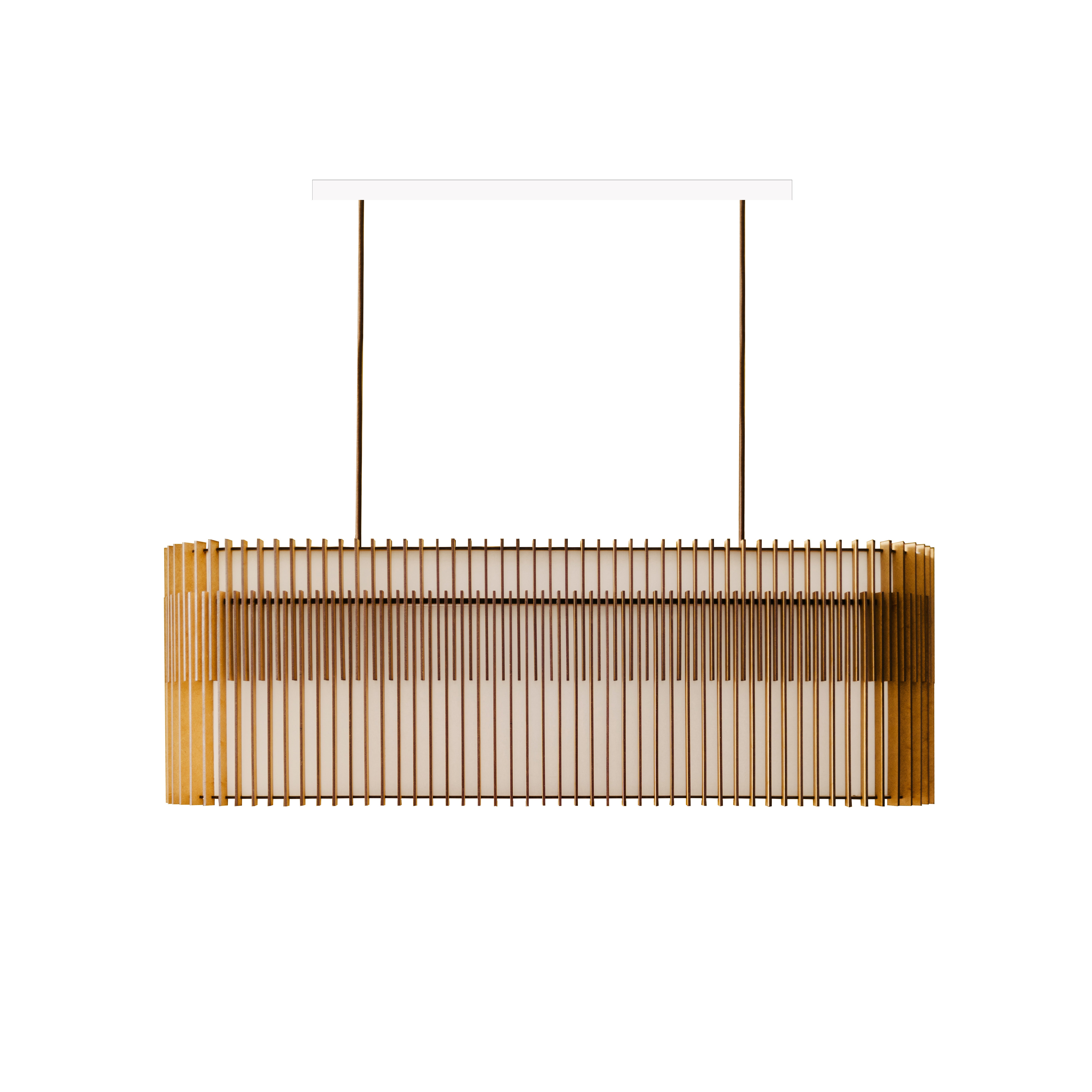 Contemporary, Handmade Pendant Lamp, Mdf Wood Large, 31.49'' Long, L800 ...