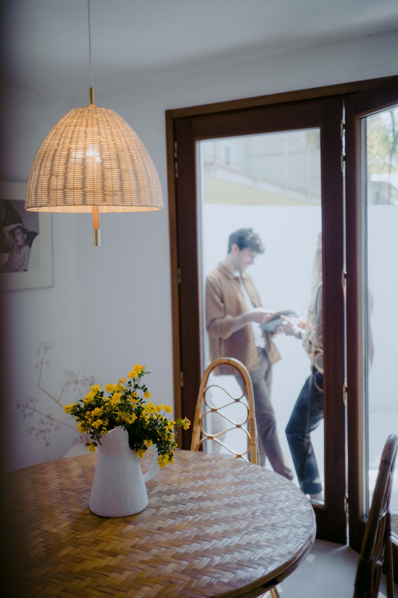 Contemporary, Handmade Pendant Lamp Natural Rattan, White ...