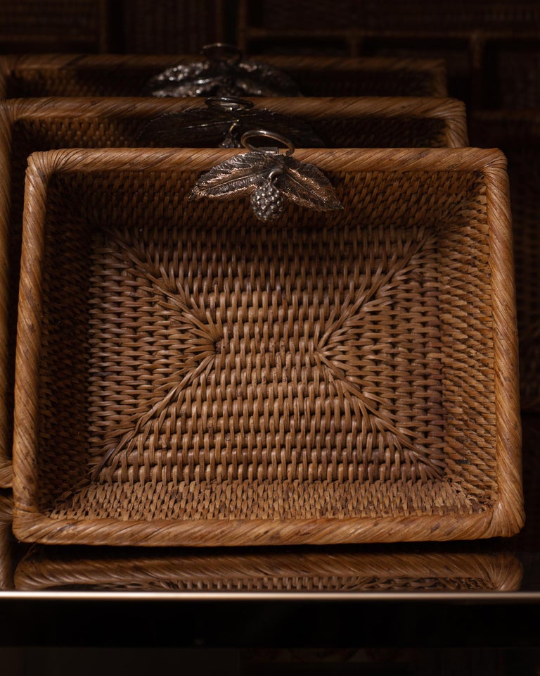 Contemporary Handmade Rattan and Sterling Silver Medium Basket For Sale ...