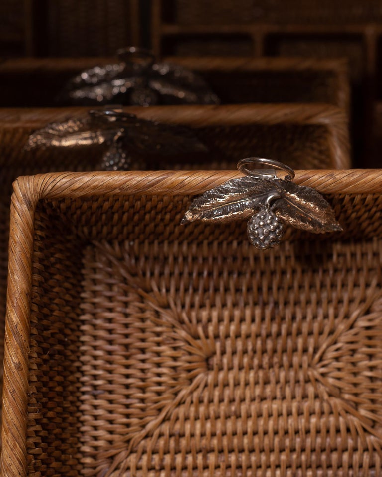Contemporary Handmade Rattan and Sterling Silver Medium Basket For Sale ...