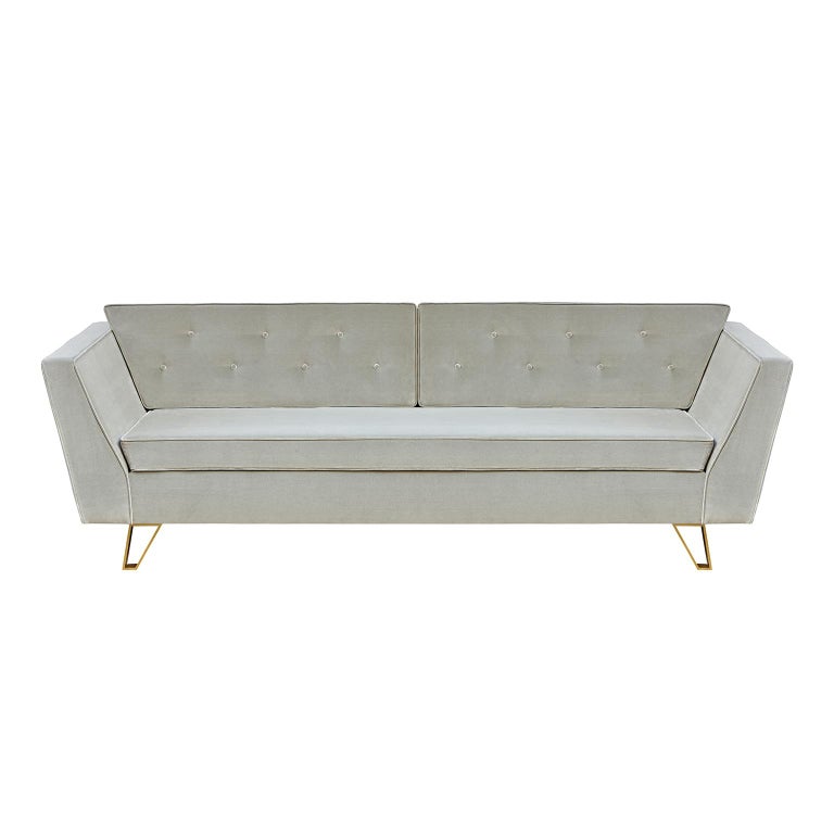 Contemporary Handmade Sofa "Arktos" Inclined Arm Rests and Brass Legs ...