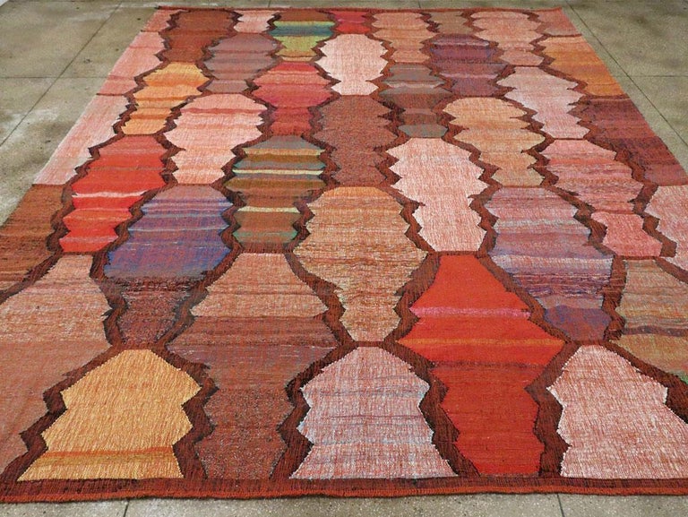 Contemporary Handmade Turkish Flat-Weave Kilim Large Geometric Room ...