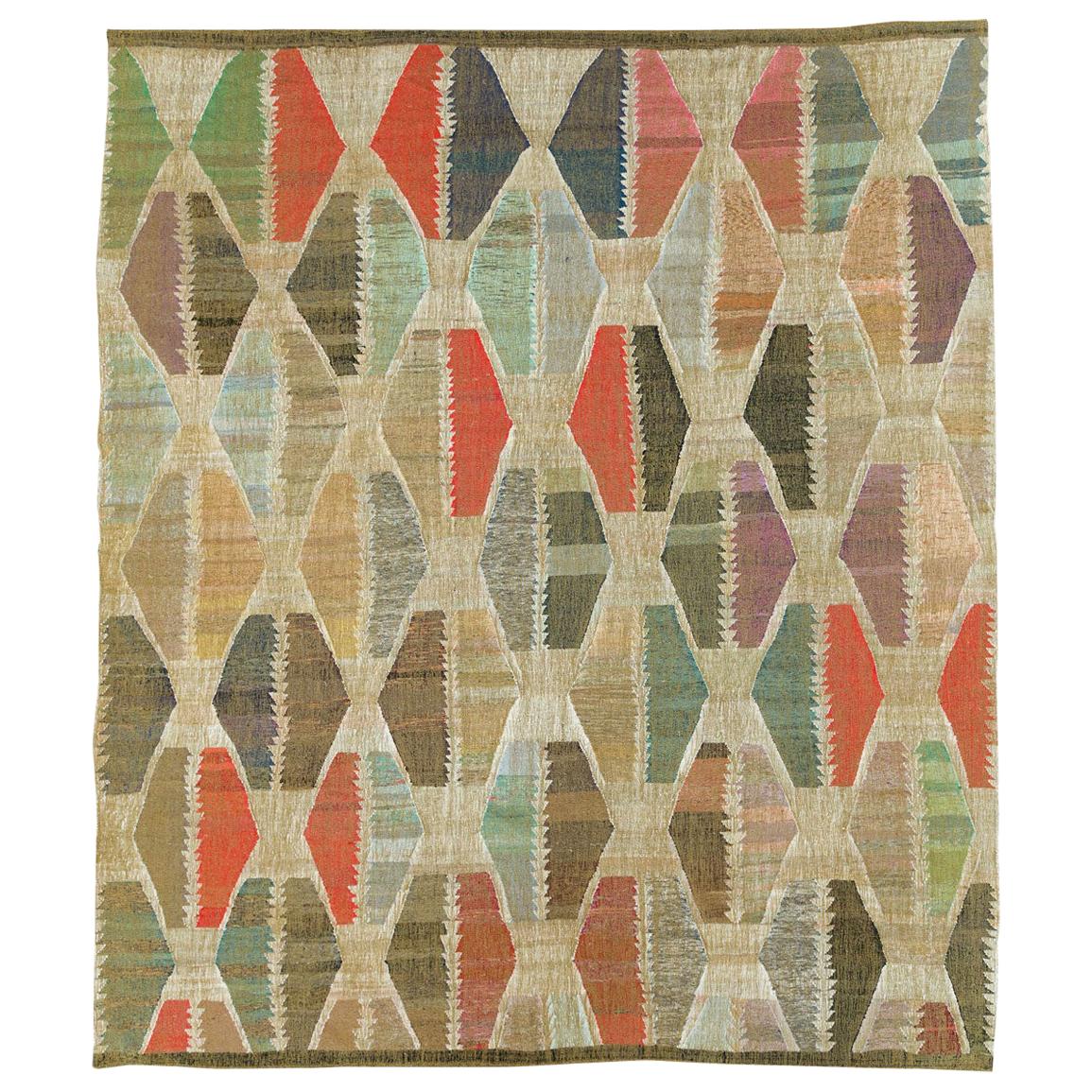 Contemporary Handmade Turkish Flat-Weave Kilim Large Geometric Room ...