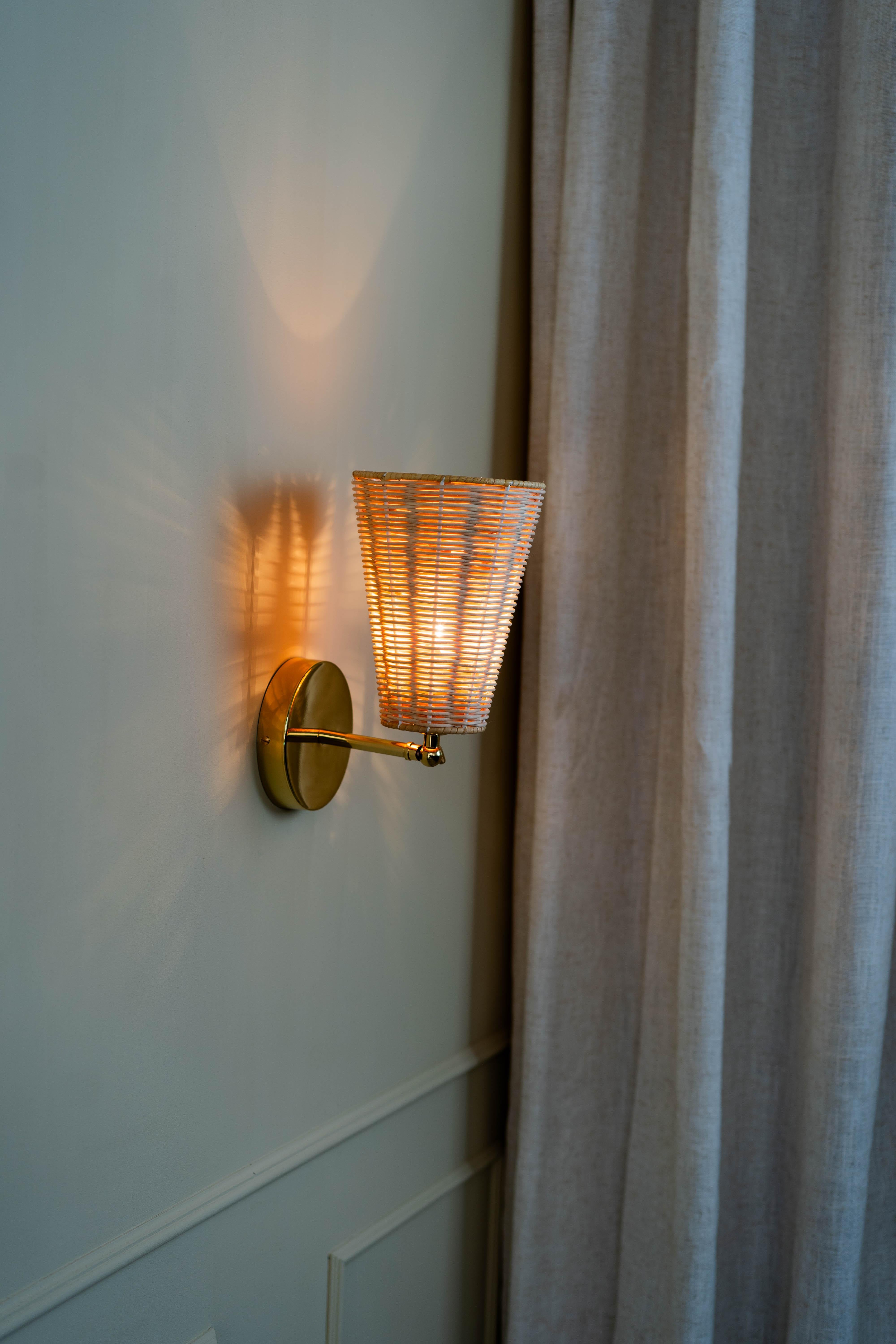 Contemporary, Handmade, Wall Lamp, Rattan Cone, by Mediterranean ...