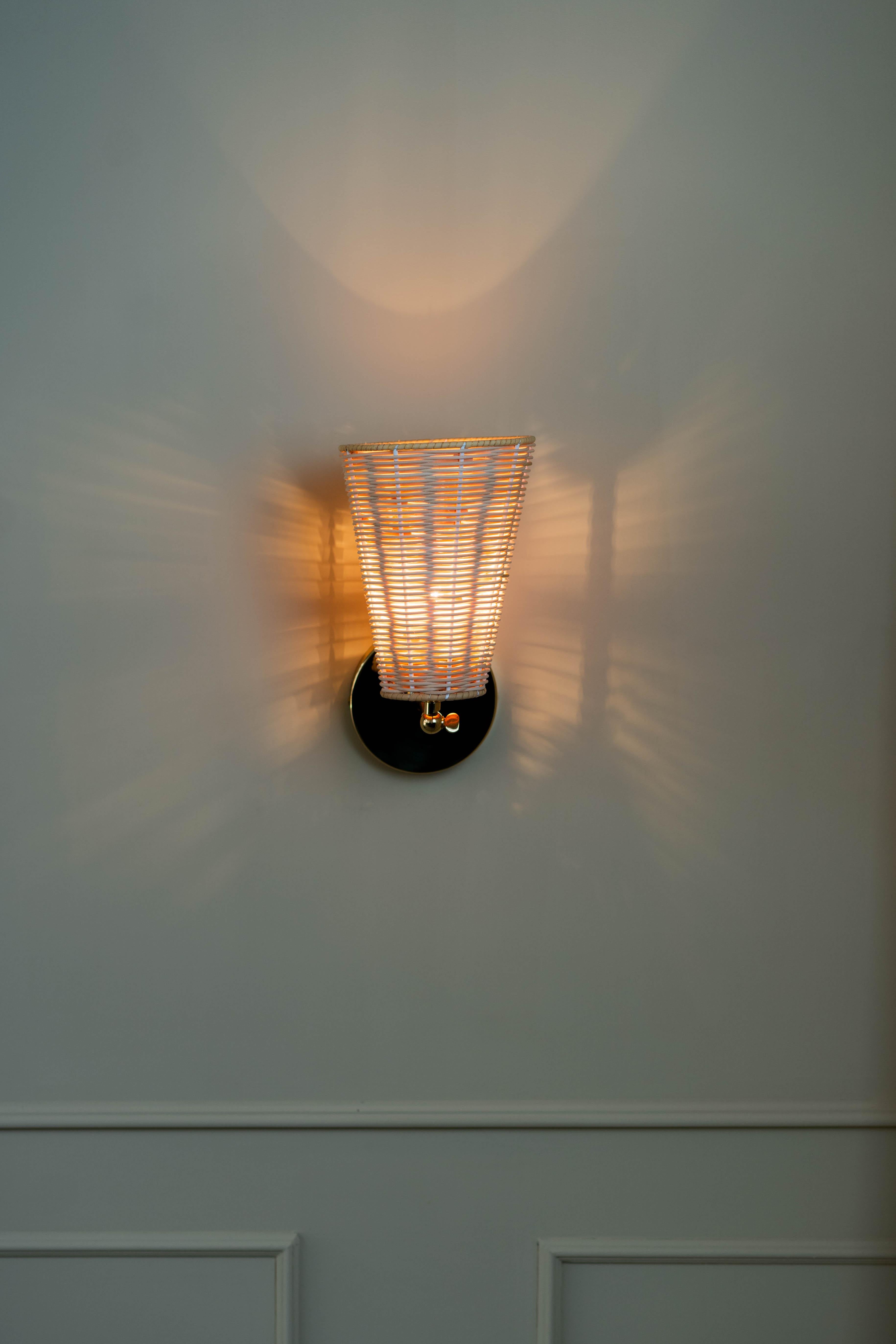Contemporary, Handmade, Wall Lamp, Rattan Cone, by Mediterranean ...