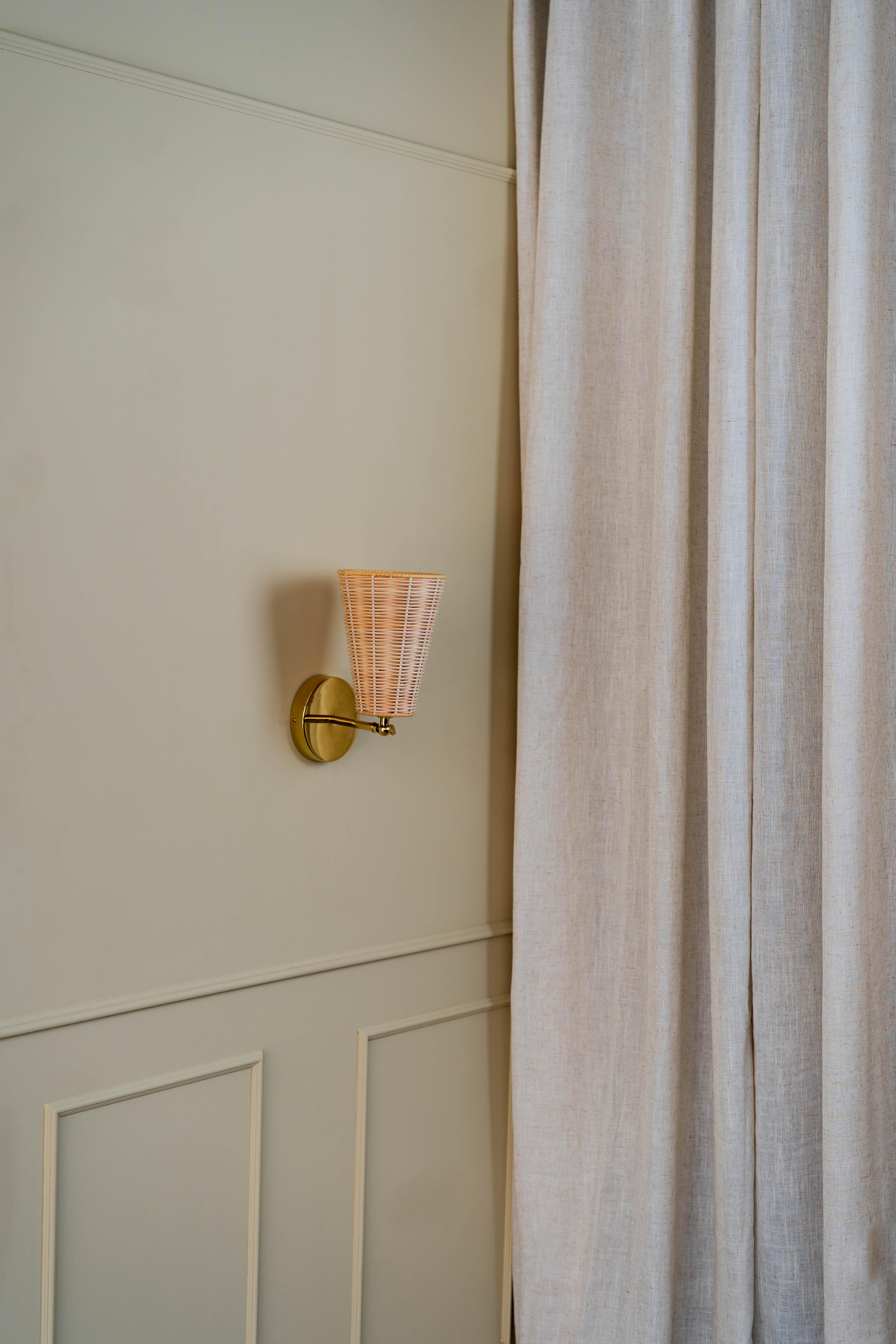 Contemporary, Handmade, Wall Lamp, Rattan Cone, by Mediterranean ...