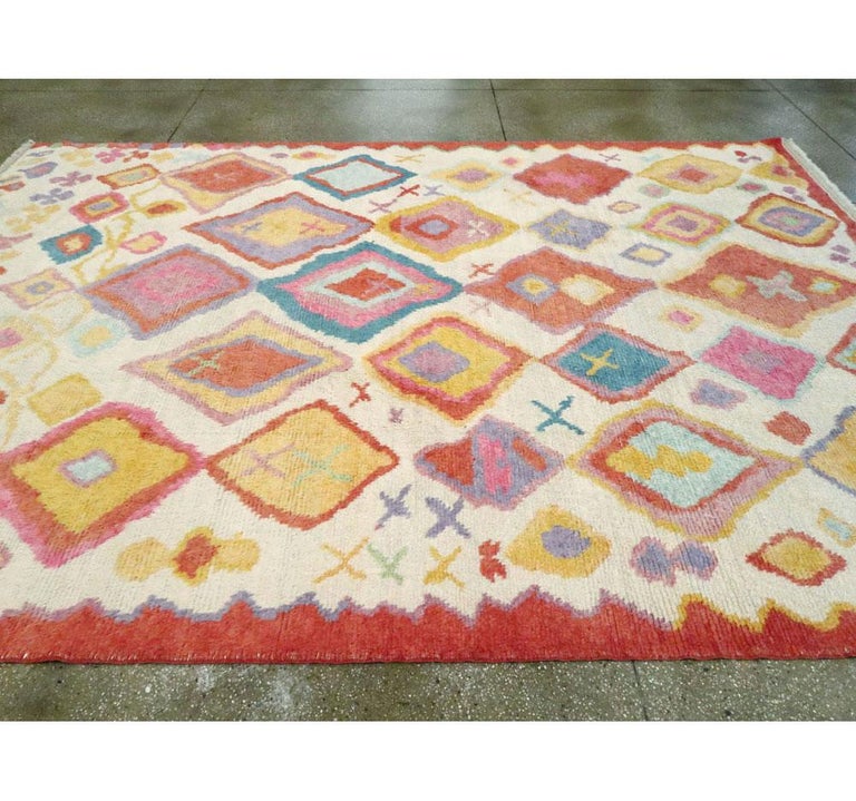 Contemporary Handmade Whimsical Turkish Plush Room Size Rug at 1stDibs