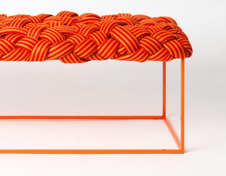 Contemporary Handwoven Bench the "Cloud" in Red For Sale at 1stDibs
