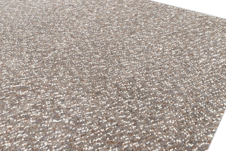 Contemporary Handwoven Grey Textured Wool Rug For Sale at 1stDibs