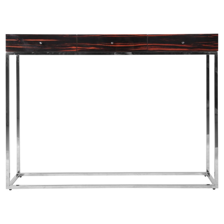 Console contemporaine Hermès en ébène de Macassar, finition brillante ...