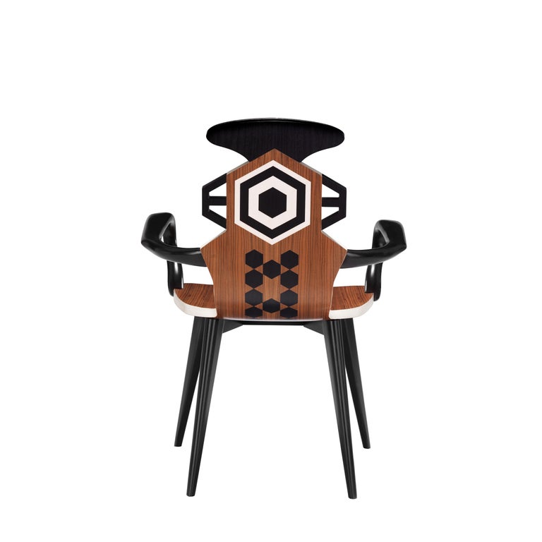 Contemporary Hex Low Chair in Canaletto Walnut and Leather For Sale at ...