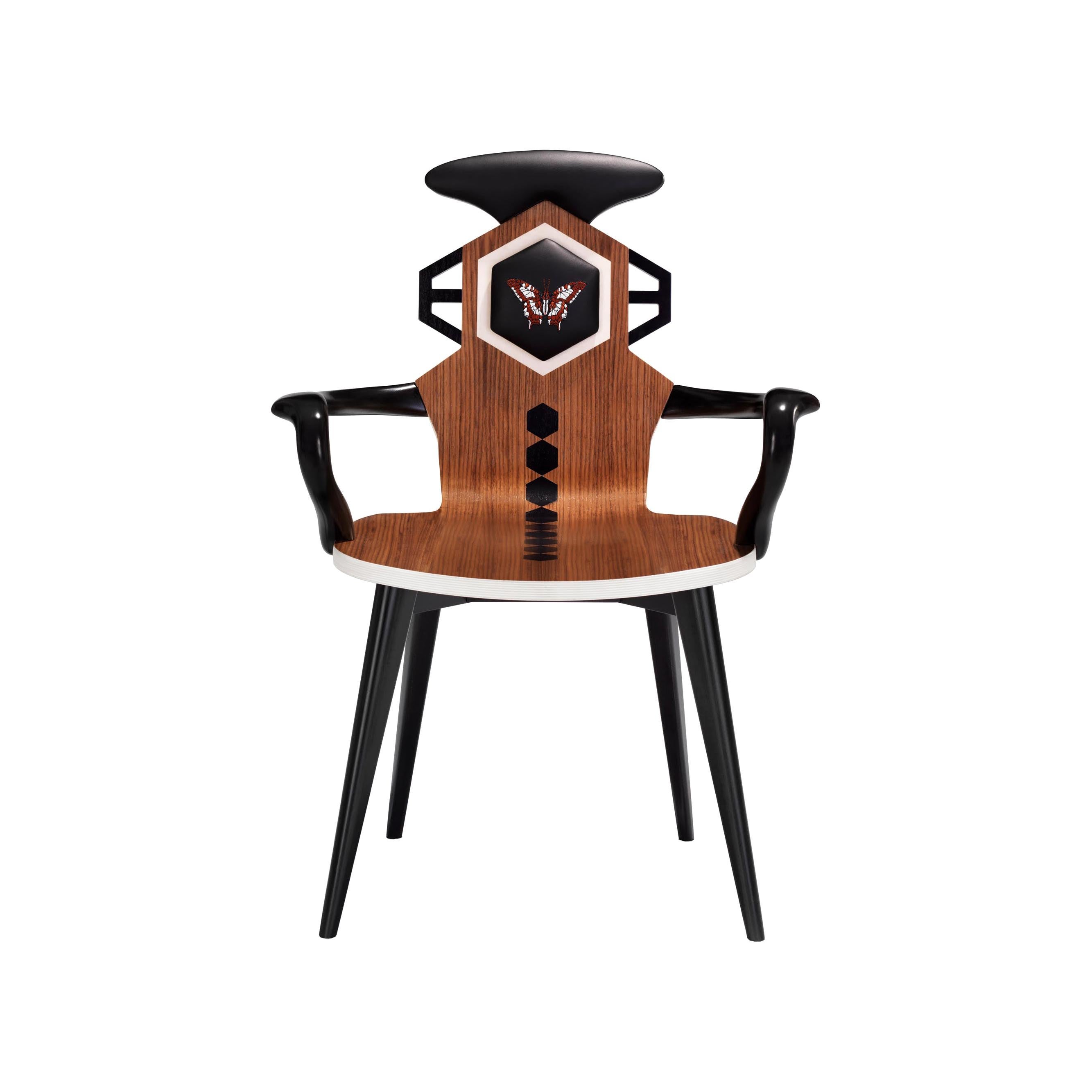 Contemporary Hex Low Chair in Canaletto Walnut and Leather For Sale at ...