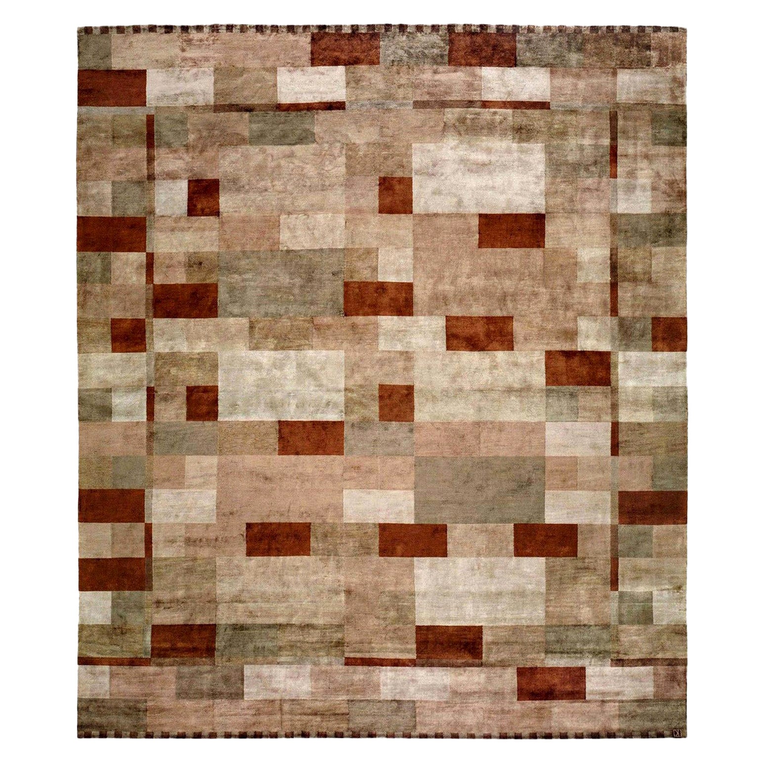 High-Quality Prism Art Deco Style Handmade Silk Rug by Doris Leslie ...