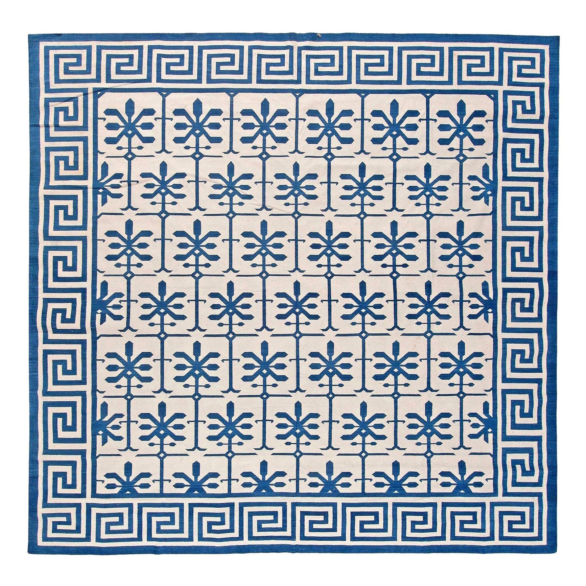 Rug and Kilim’s Contemporary Dhurrie Rug in Blue and White Stripes For ...