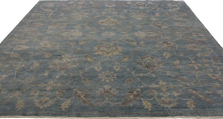 Contemporary Indian Oushak Style Rug with Transitional Style and Cool ...