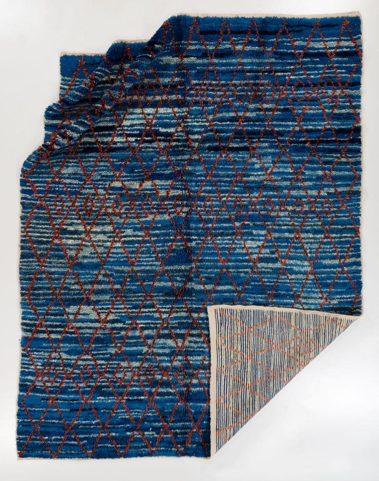 Contemporary Indigo Blue Color Moroccan Rug - Custom Options Available ...