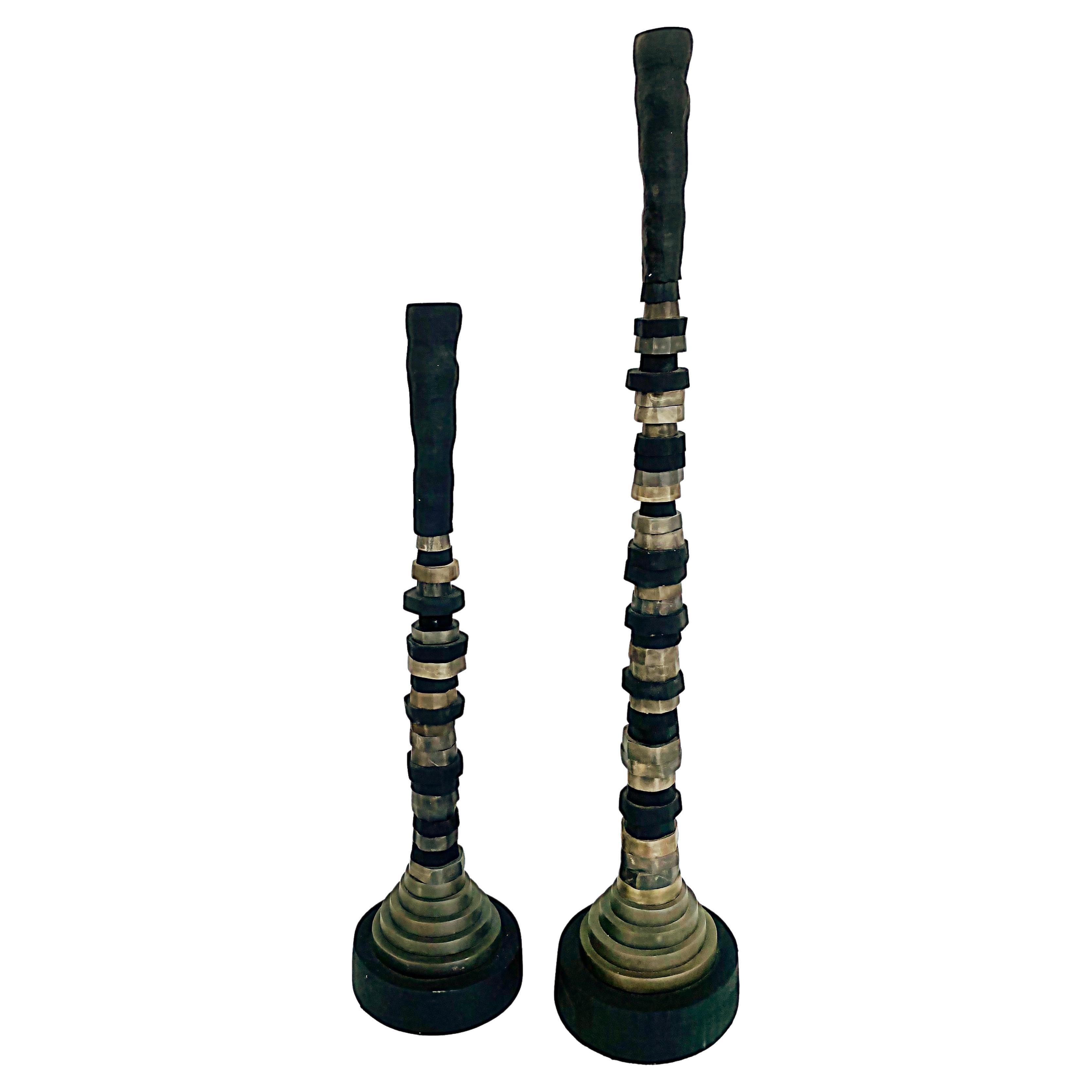 Modern Metal Candlestick Set at 1stDibs