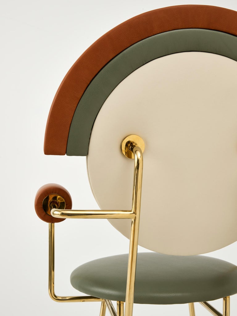 Contemporary Iris Bar Stool with Leather and Brass For Sale at 1stDibs ...