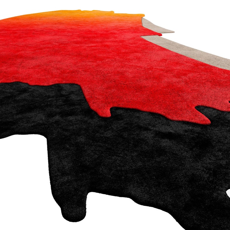 Contemporary Irregular Shape Hand-tufted Rug Gradient Yellow, Orange ...