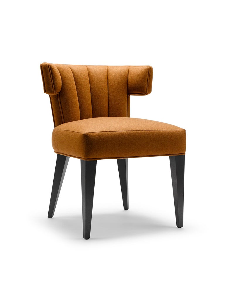 Contemporary Isabella Dining Chair in Melton Wool with Solid Walnut ...