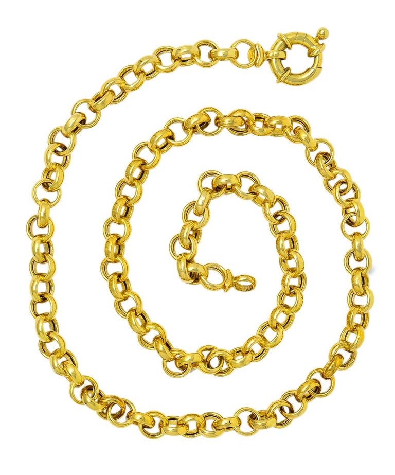 Contemporary Italian 14 Karat Gold Rolo Link Chain Necklace For Sale at ...