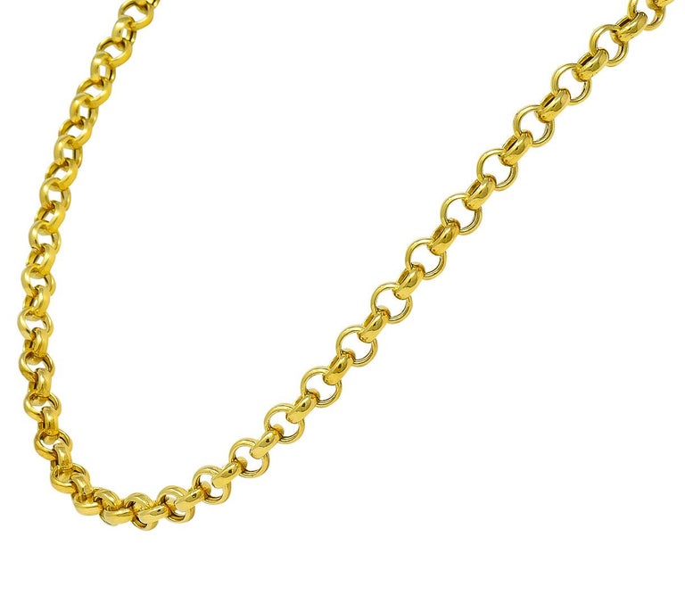Contemporary Italian 14 Karat Gold Rolo Link Chain Necklace For Sale at ...