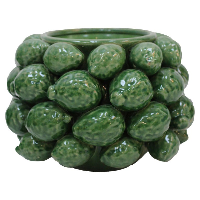 Contemporary Italian Ceramic Vase with Fruit Motifs For Sale at 1stDibs