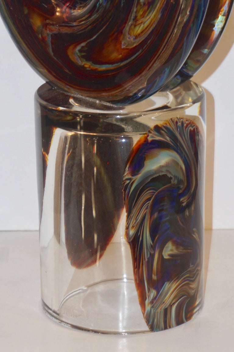 Contemporary Italian Crystal Blue Orange Brown Murano Glass Love ...