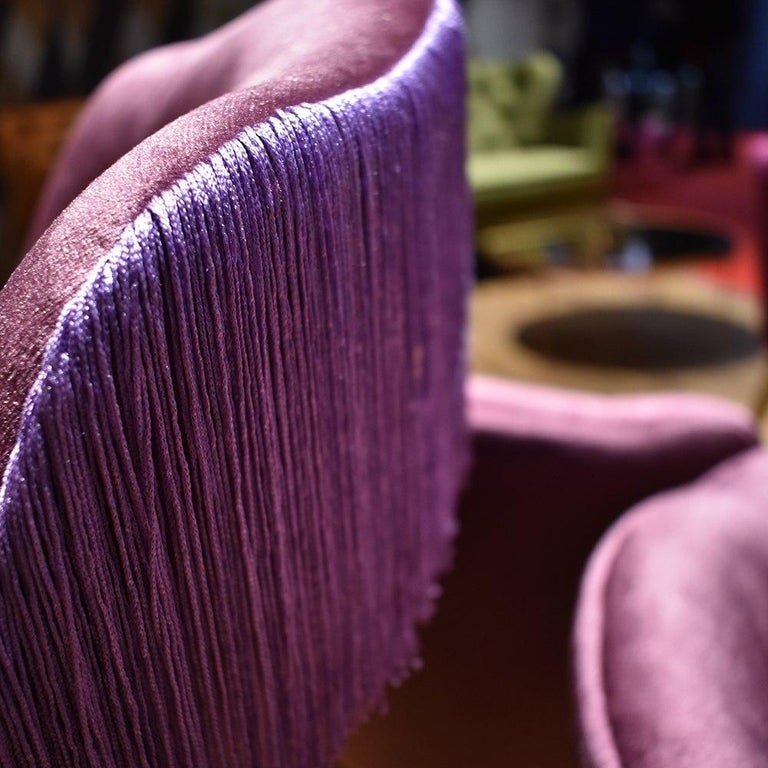 Set of 6 Contemporary Italian Upholstered Dining Chairs with Fringes at ...