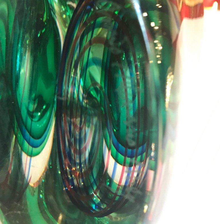 Contemporary Italian Eye Catching Art Glass Vase by Oggetti at 1stDibs