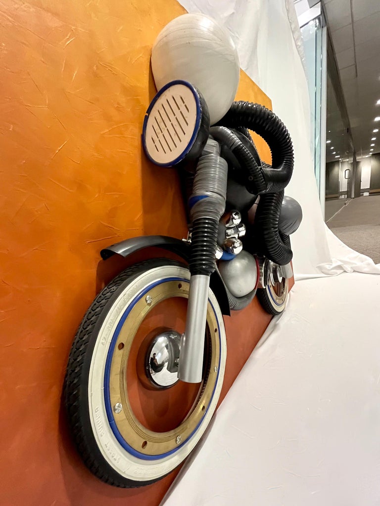 Contemporary Italian Found Objects Recycled Art Sculpture of a Biker ...