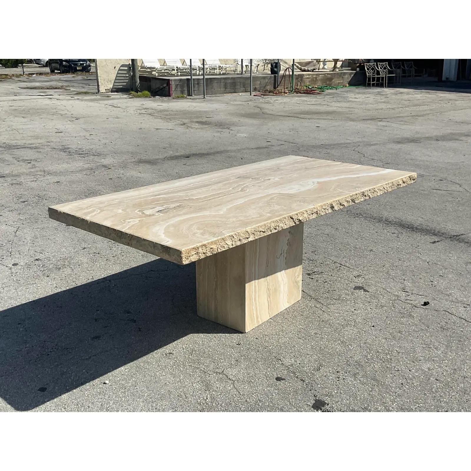 Contemporary Italian Jagged Edge Stone International Dining Table at ...