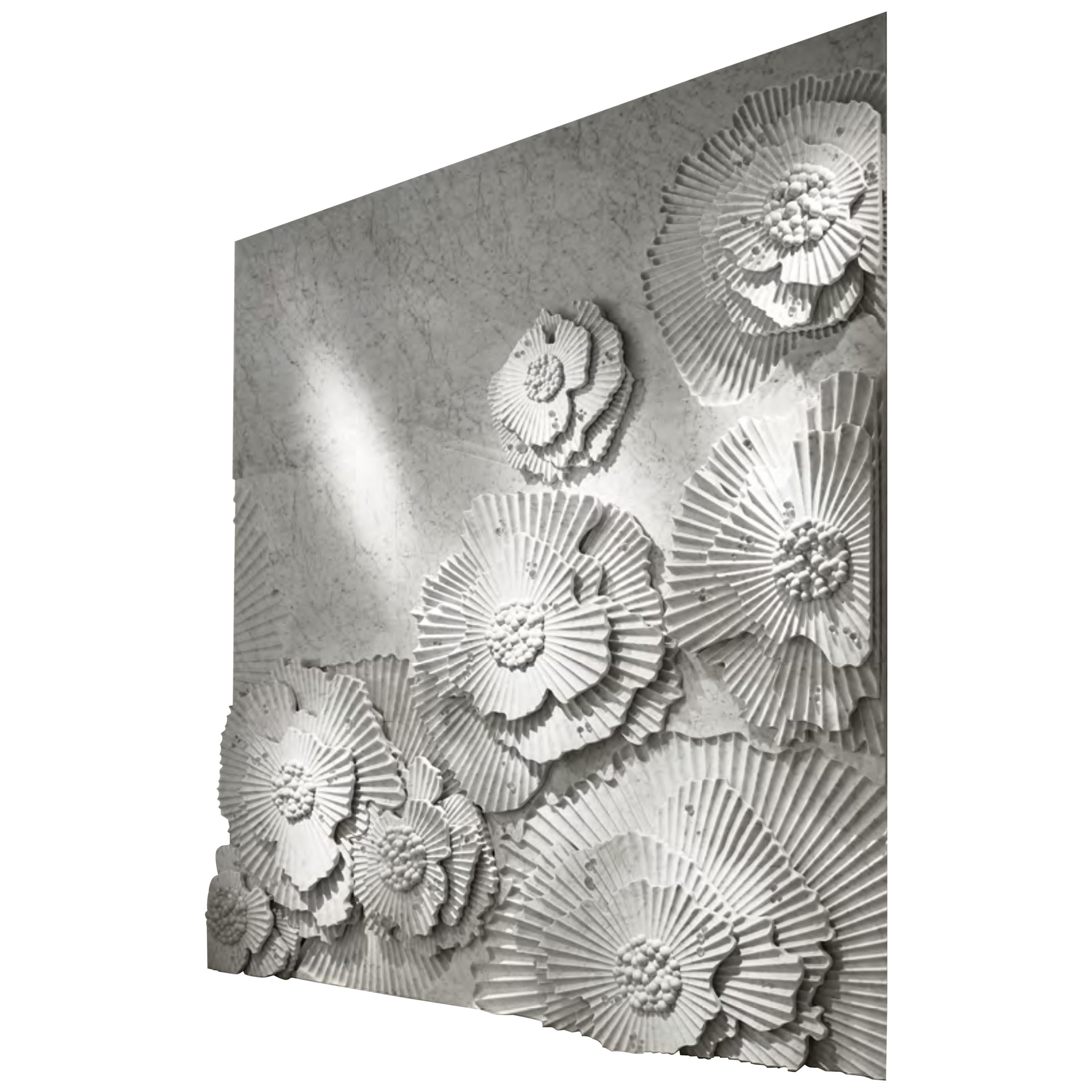 Contemporary Italian Marble 3D Wall Feature in White Marble For Sale at ...