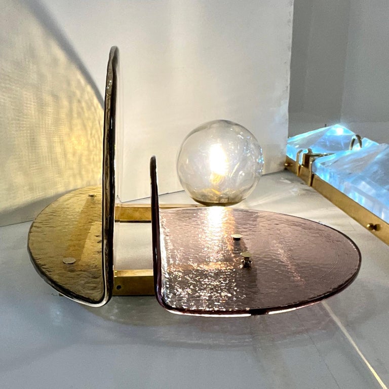 Contemporary Italian Mauve Plum Amber Murano Glass Post-Modern Gold ...