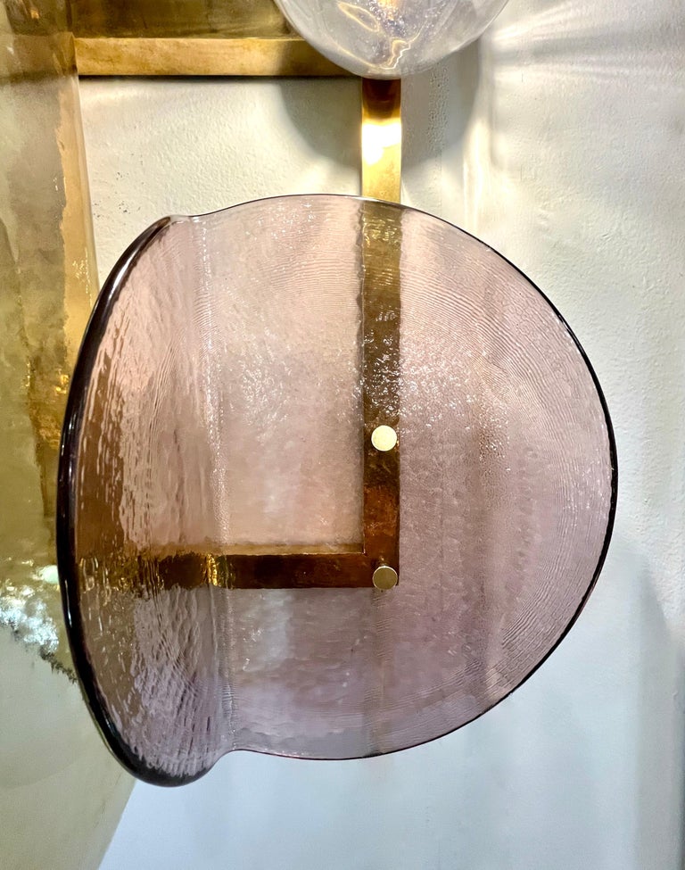 Contemporary Italian Mauve Plum Amber Murano Glass Post-Modern Gold ...