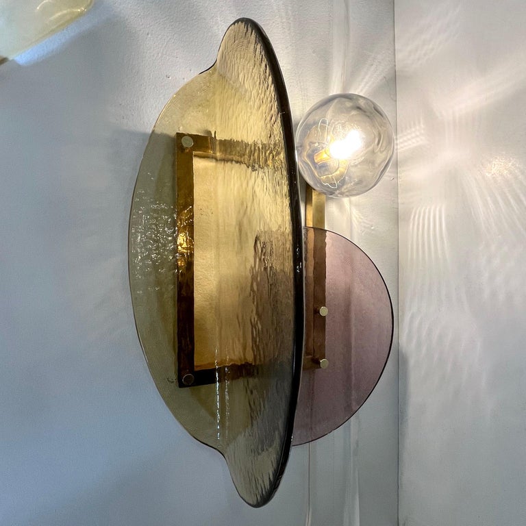 Contemporary Italian Mauve Plum Amber Murano Glass Post-Modern Gold ...