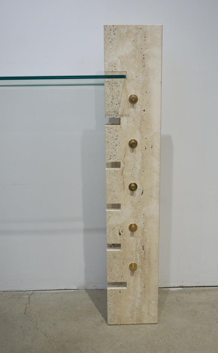 Contemporary Italian Minimalist Organic Shelf White Travertine Marble ...