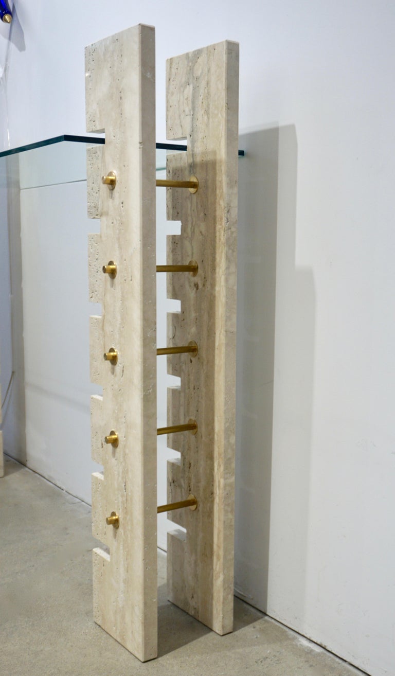 Contemporary Italian Minimalist Organic Shelf White Travertine Marble ...