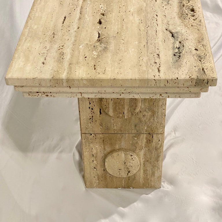 Contemporary Italian Minimalist Organic White Beige Travertine Marble ...