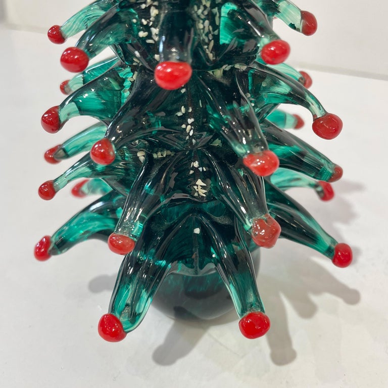 Contemporary Italian Modern Green Red Murano Glass Christmas Tree ...