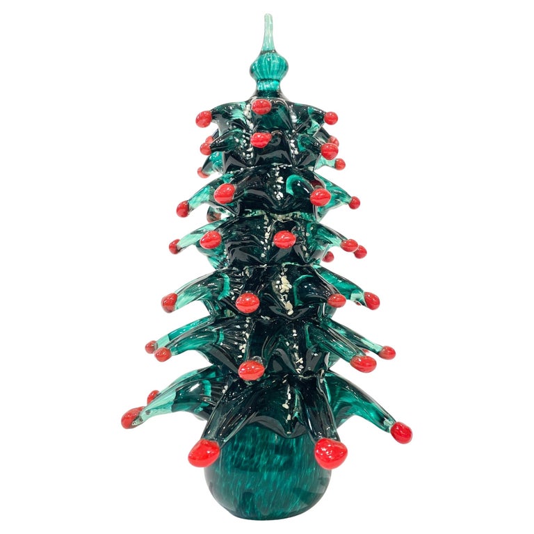 Contemporary Italian Modern Green Red Murano Glass Christmas Tree ...