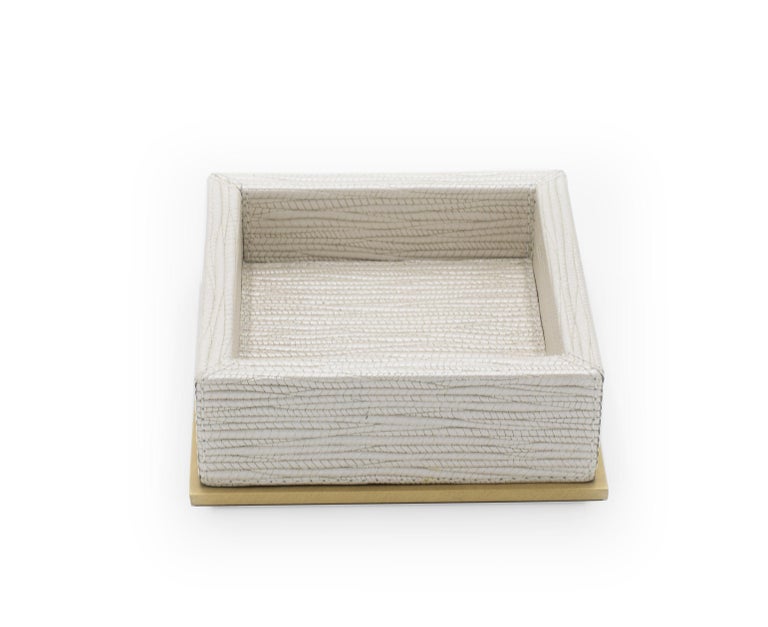 Contemporary Italian Pearlescent and Gilt Metal Square Valet Tray For ...