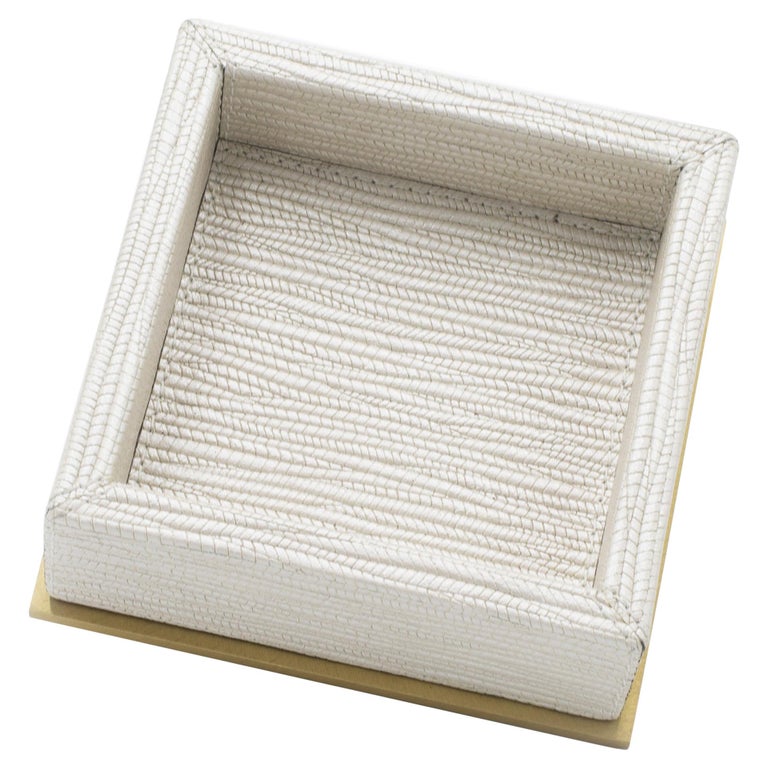 Contemporary Italian Pearlescent and Gilt Metal Square Valet Tray For ...