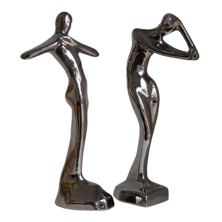 Contemporary Italian Stylized Ceramic Women Sculptures Covered in ...