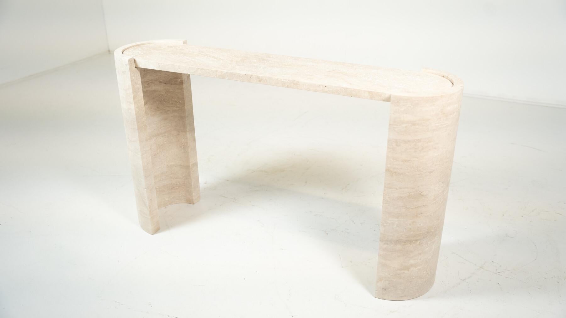 Contemporary Italian Travertine Console For Sale at 1stDibs