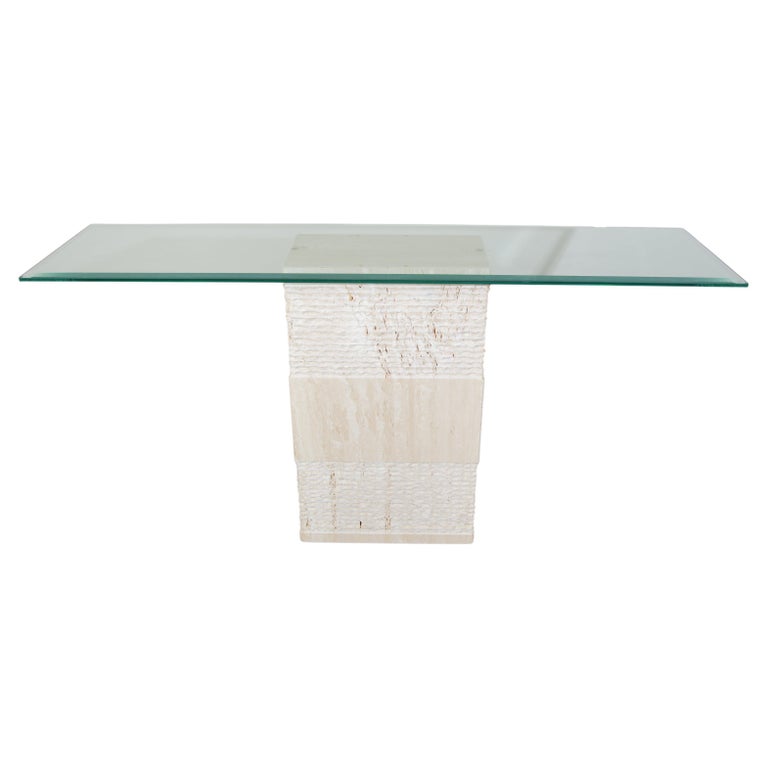 Console italienne contemporaine en marbre travertin d'après Artedi - En ...