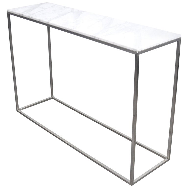 Contemporary Italian White Marble Minimalist Console Table at 1stDibs