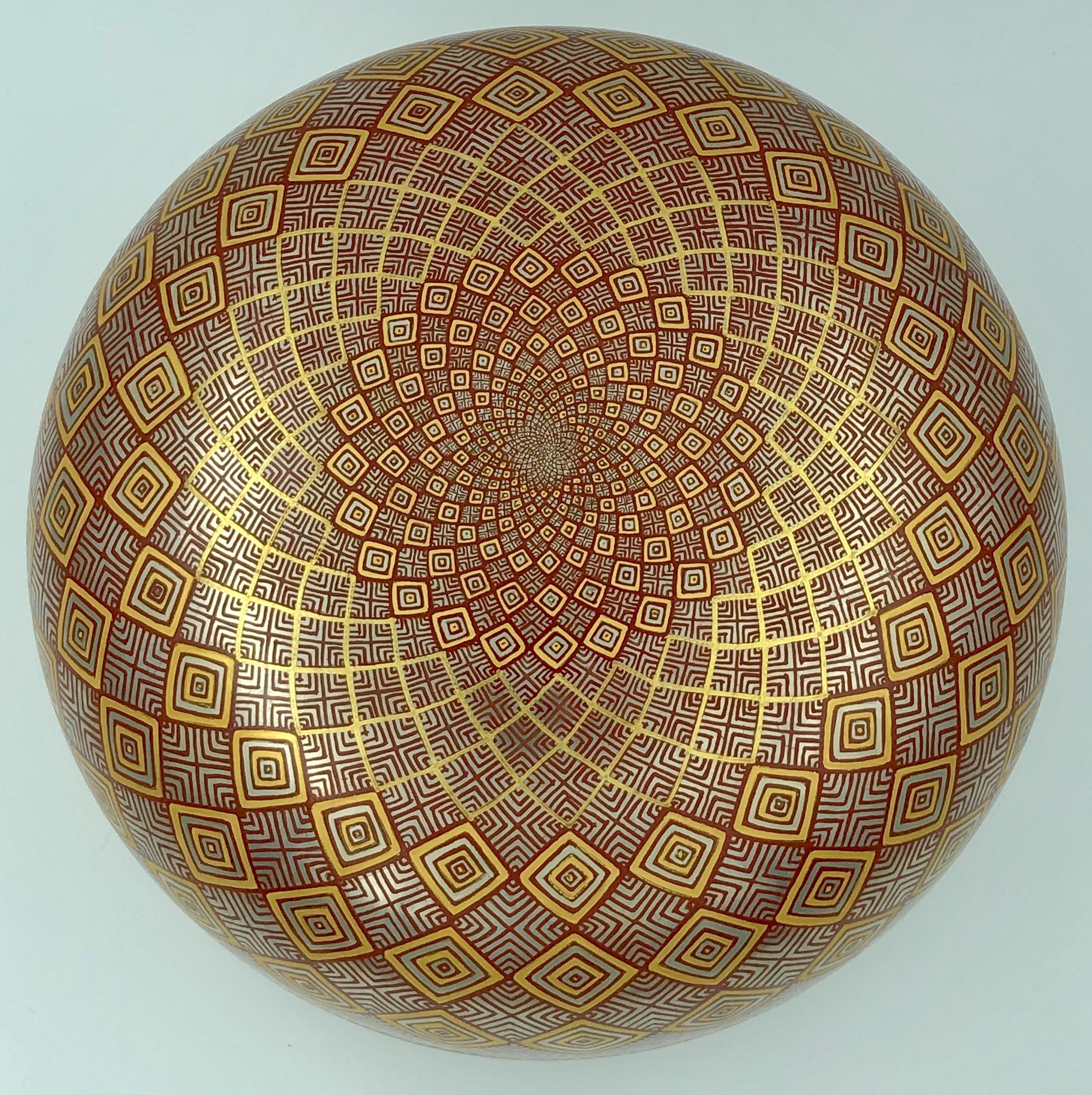 Contemporary Japanese Pure Platinum Gold Red Porcelain Box by Master ...